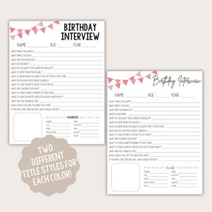 Printable Kids Birthday Interview L Parent Interview L Editable ...