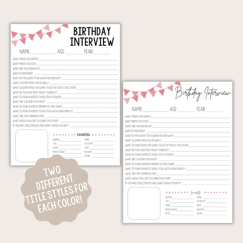 Printable Kids Birthday Interview L Parent Interview L Editable ...
