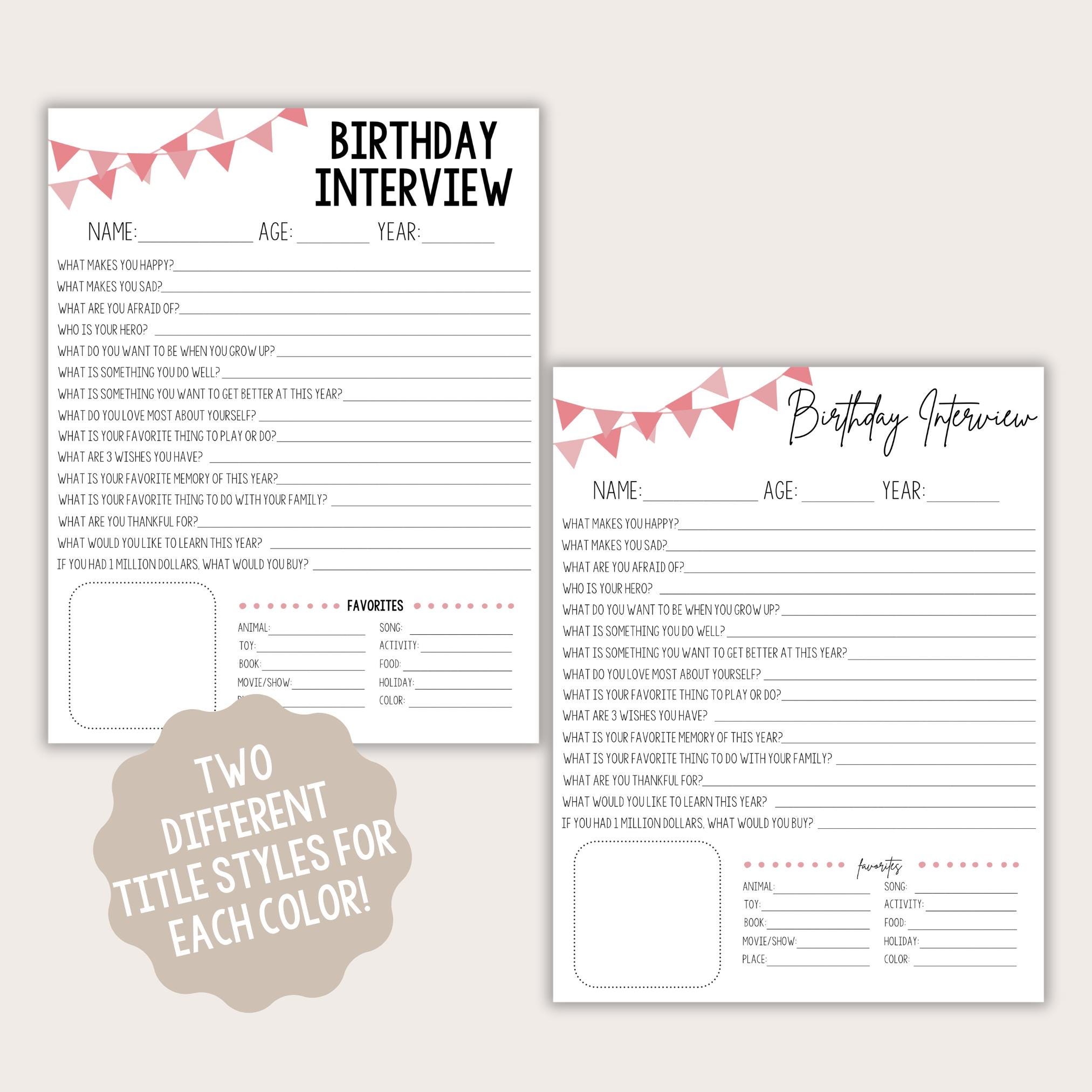 Printable Kids Birthday Interview L Parent Interview L Editable ...