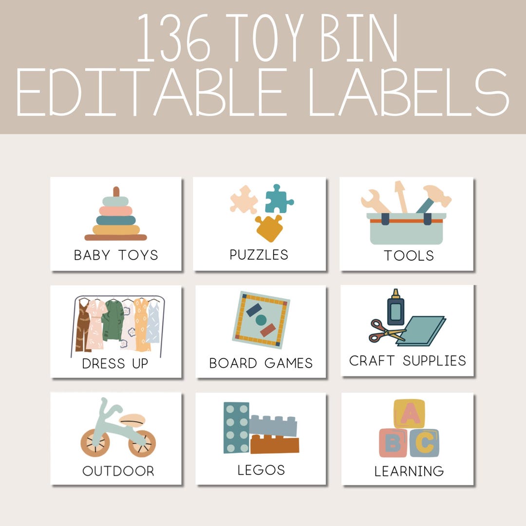 Editable Gameroom & Craft Supplies Labels L 136 Playroom Labels L ...