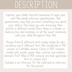Printable Kids Birthday Interview L Parent Interview L Editable ...