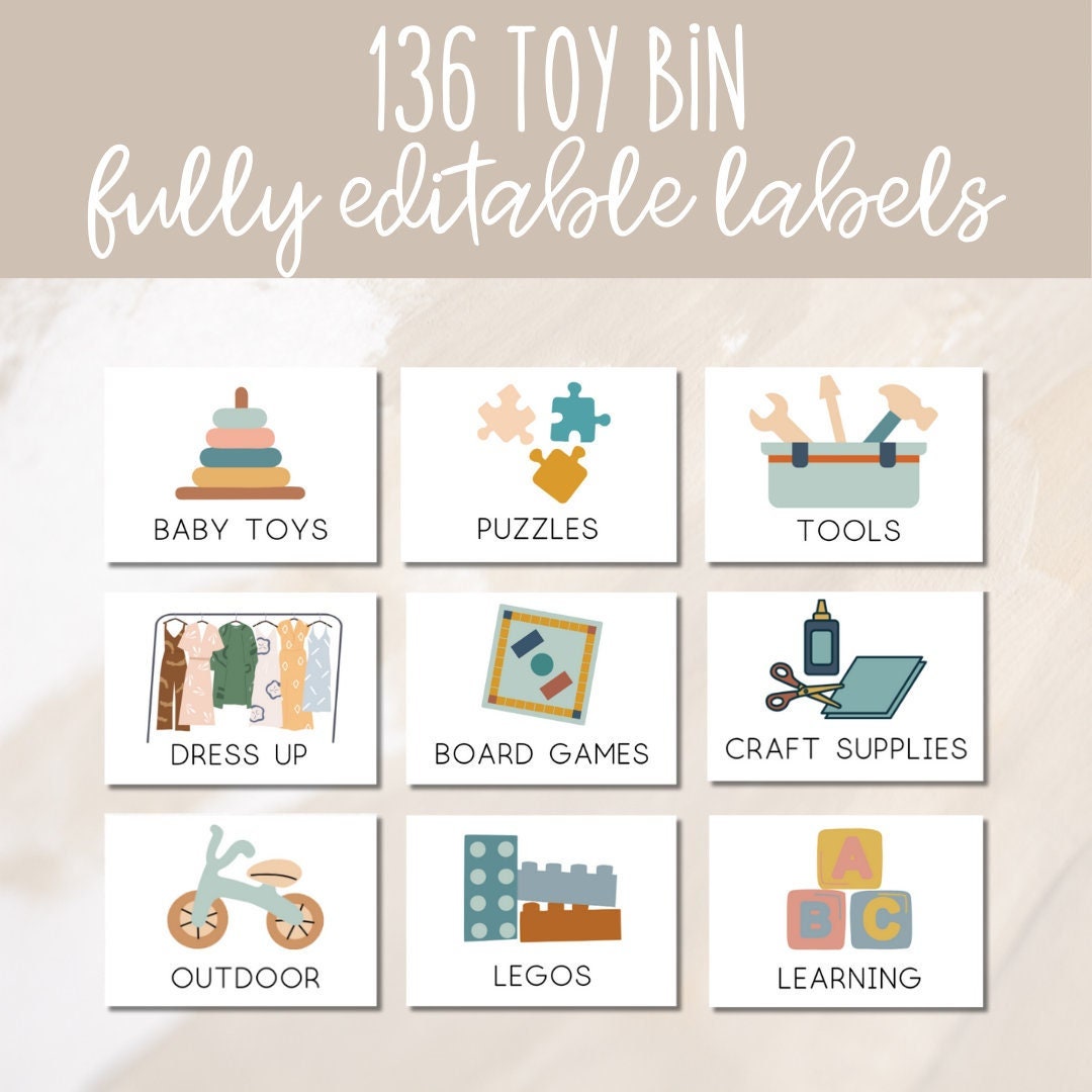 Editable Gameroom & Craft Supplies Labels L 136 Playroom Labels L ...