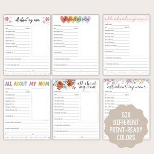 All About Mom Questionnaire L Mother's Day Gift Printable L Mom ...