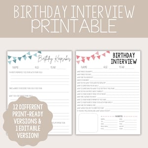 Printable Kids Birthday Interview L Parent Interview L Editable ...
