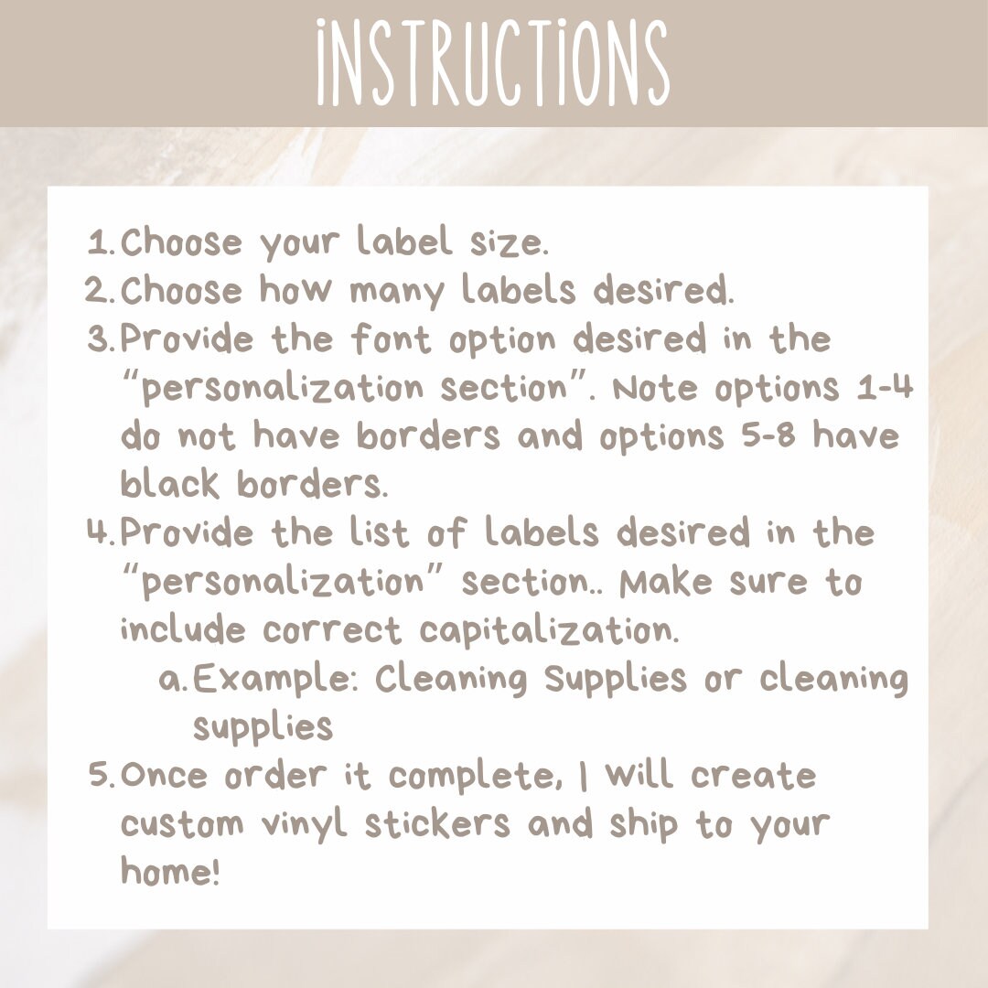 Custom Organization Labels Vinyl Stickers L Organize I Labels I Durable ...