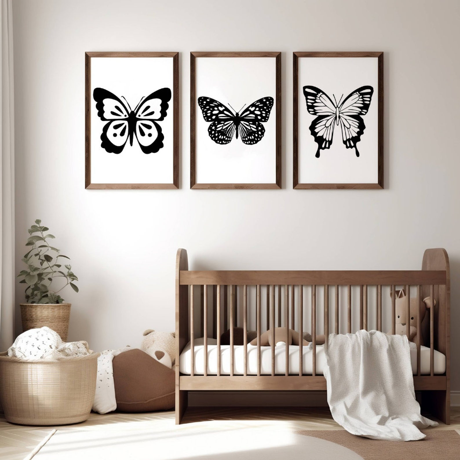 Nursery Butterfly Wall Art L Girl Room Decor L Playroom Blush Butterfly ...