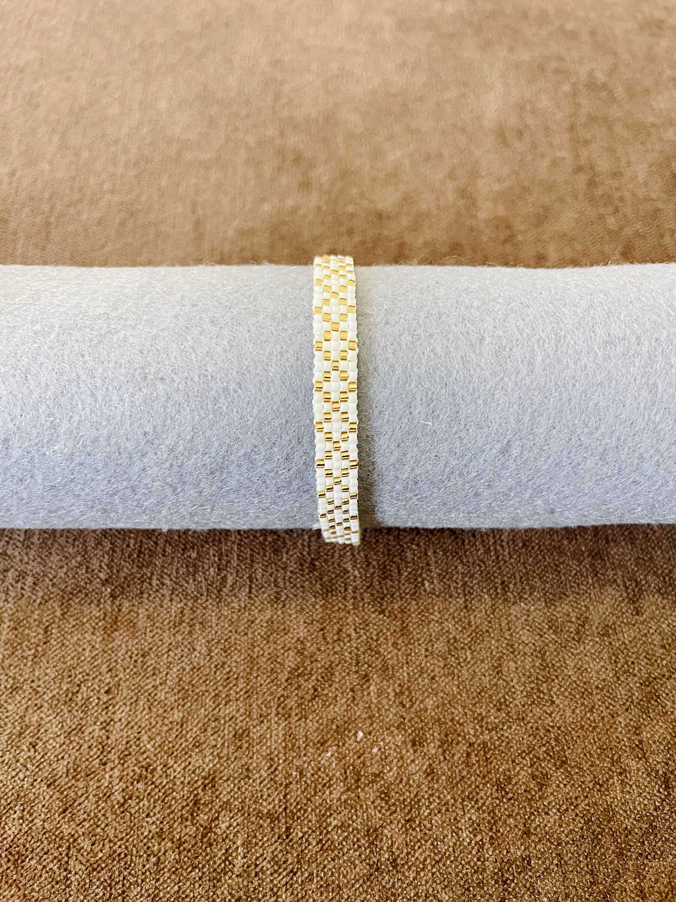 Gold and White Bracelet - Etsy