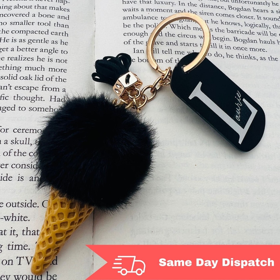 Ice Cream Keyring, Pomp-pomp Personalised Keyring, Custom Keychain ...