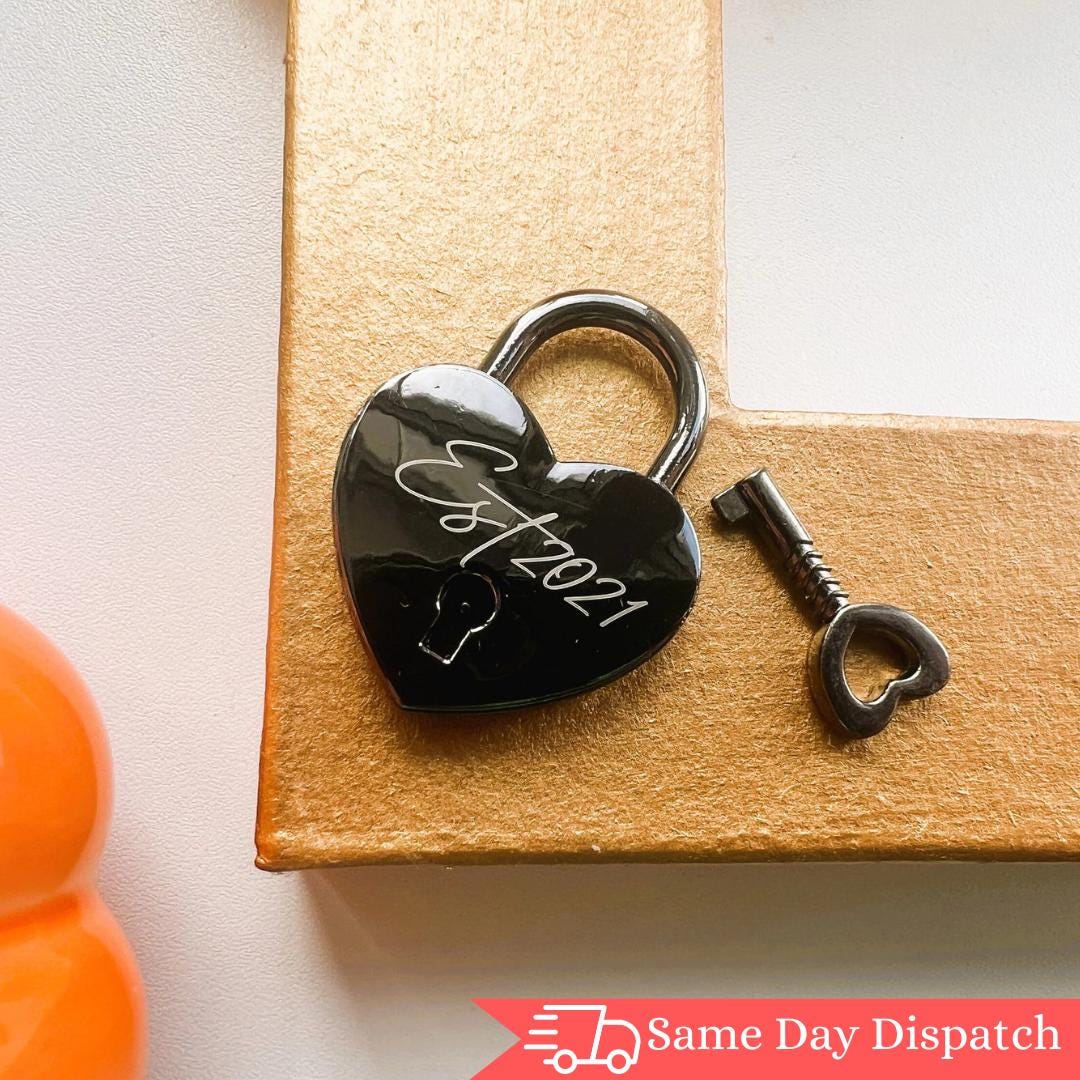Personalized Love Lock: Engraved Padlock and Key - Bronzed Stainless ...