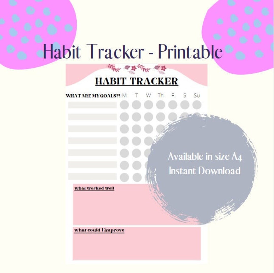 Habit Tracker, Daily Goal Tracker, Printable, Set Your Goals, Mark Each ...
