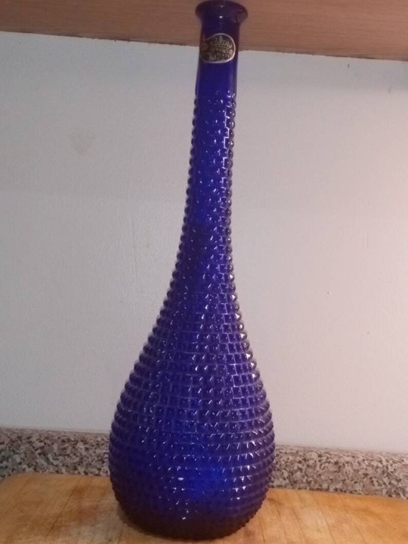 Rossini Empoli Blue Italian Art Glass Bottle Large Decanter - Etsy