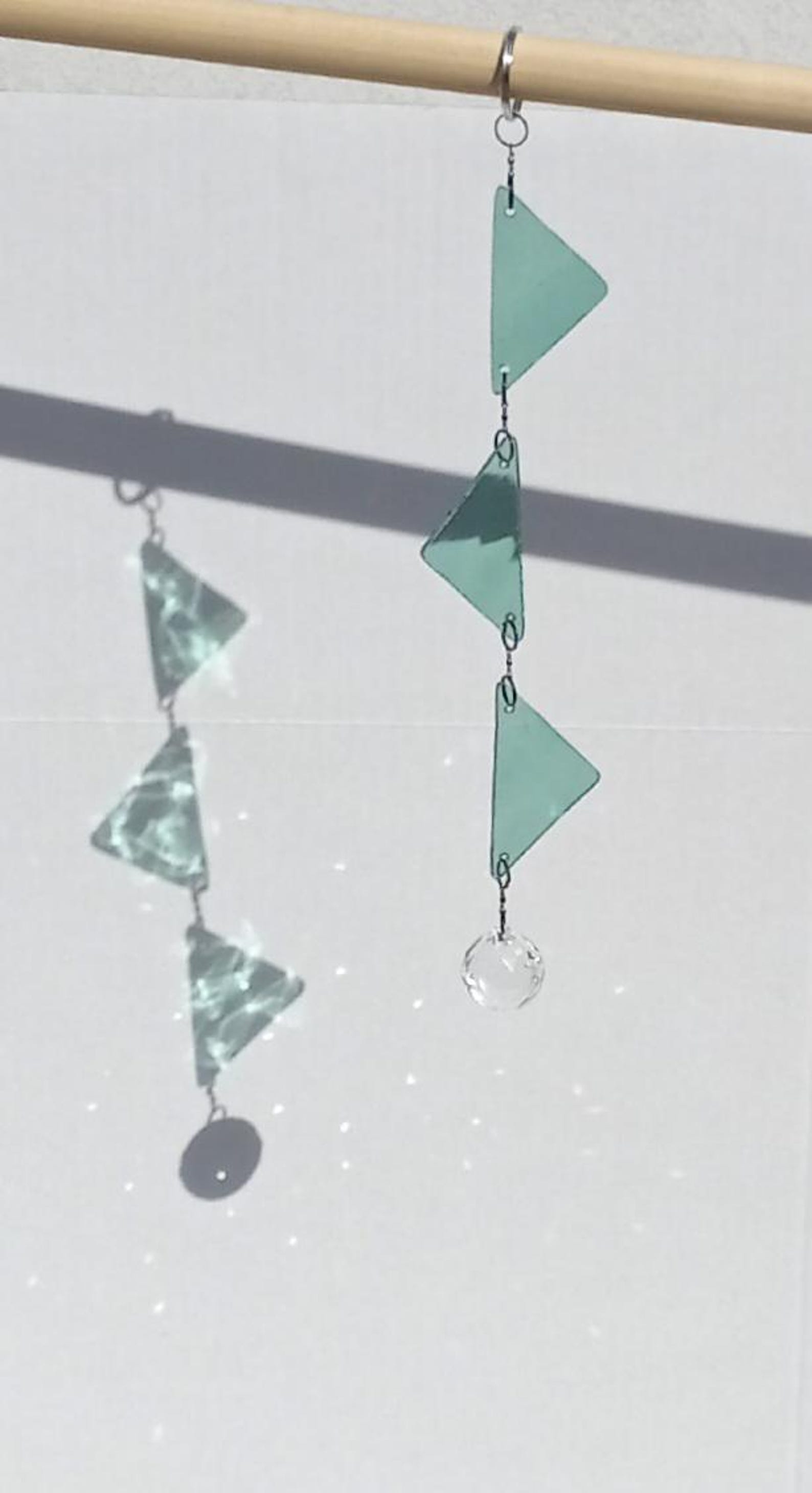 Hand Cut Green Vintage Glass Sun Catcher, Single Strand With 1 Glass ...