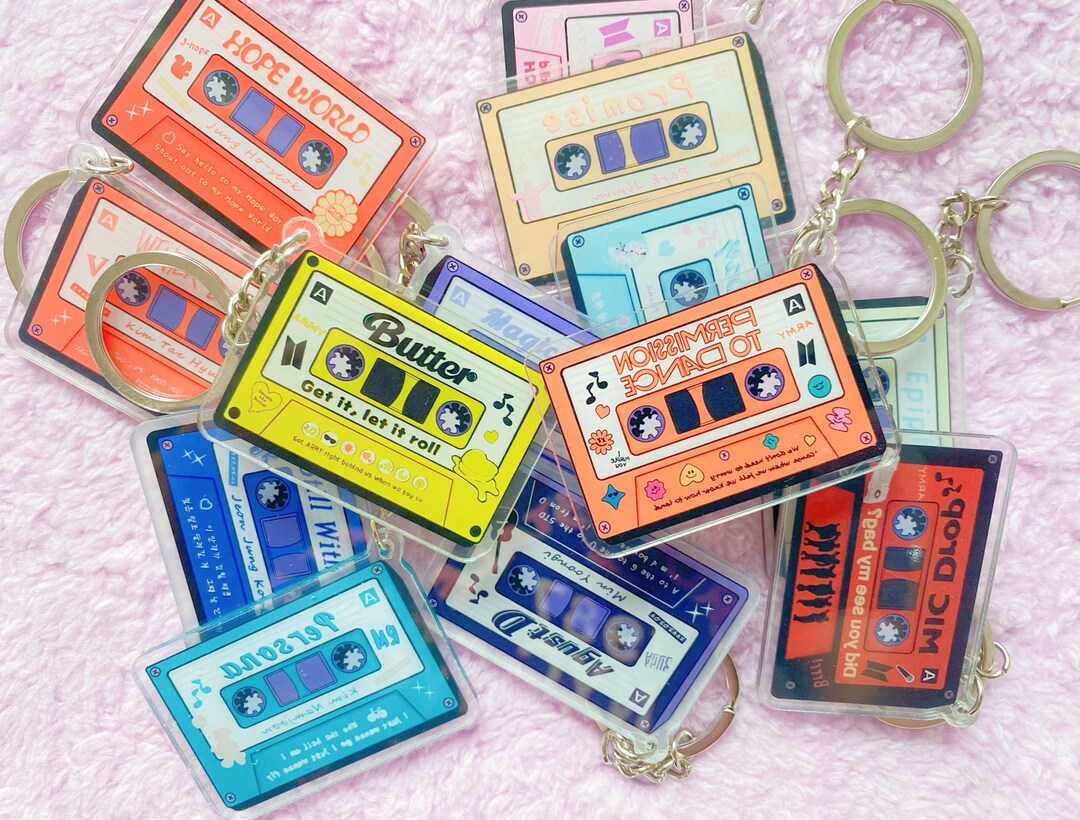 BTS Cassette Keychain, Custom Bts Tapes Key Chain, BTS Song Keychain ...