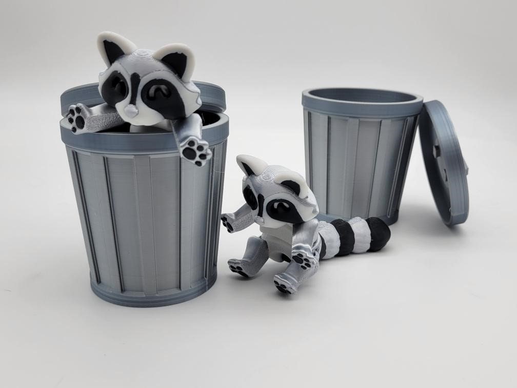Raccoon 3D Printed Articulated Figurine Comes With Trash Can - Etsy