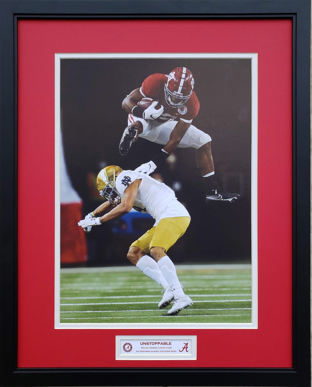 Alabama 2021 Rose Bowl Unstoppable Najee Harris Hurdle Custom Framed ...