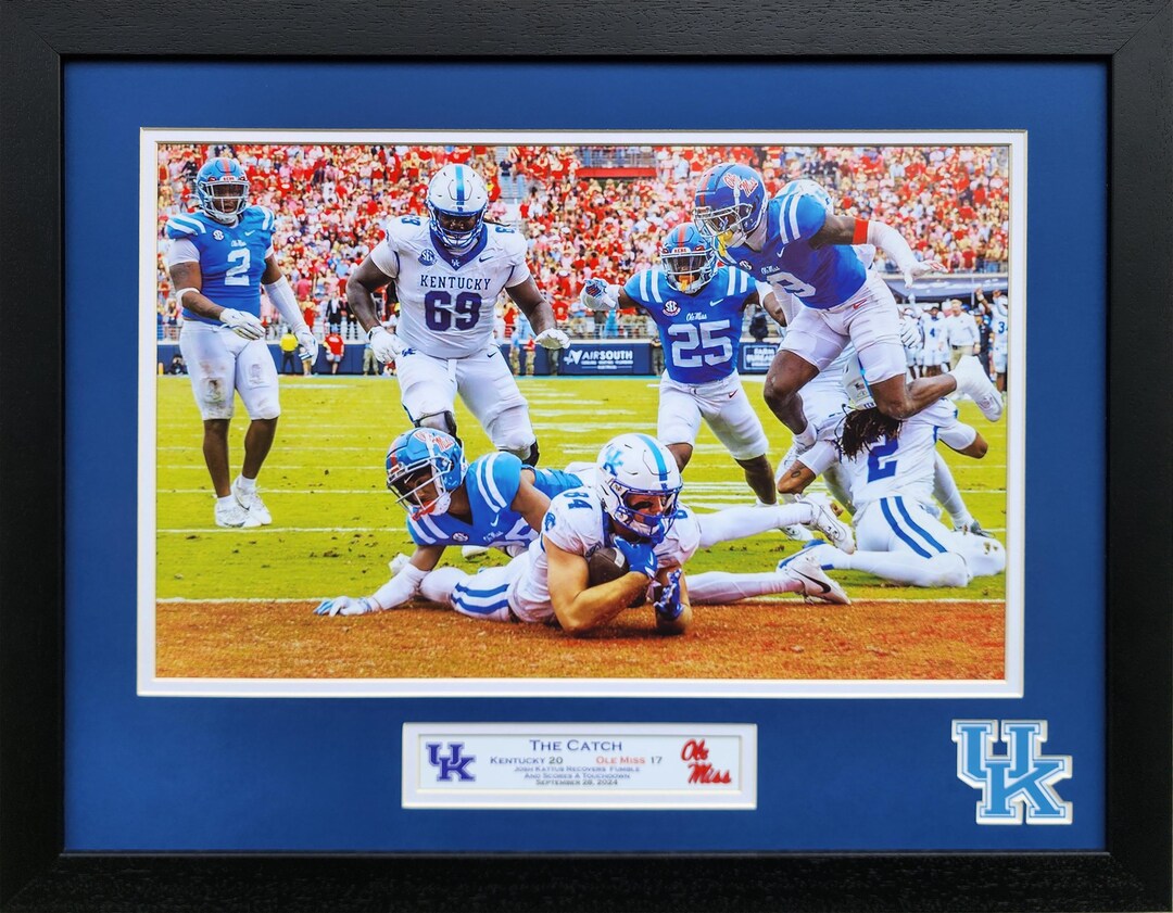 Kentucky Wildcats Vs Ole Miss 2024 Josh Kattus Catch Custom Framed ...