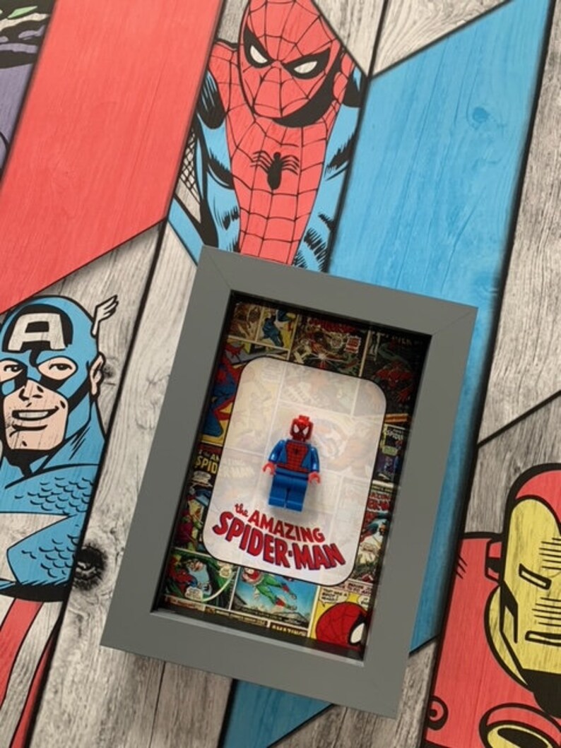 Comic-style Spider Hero Display Frame | Handmade Comic Art Wall Décor ...