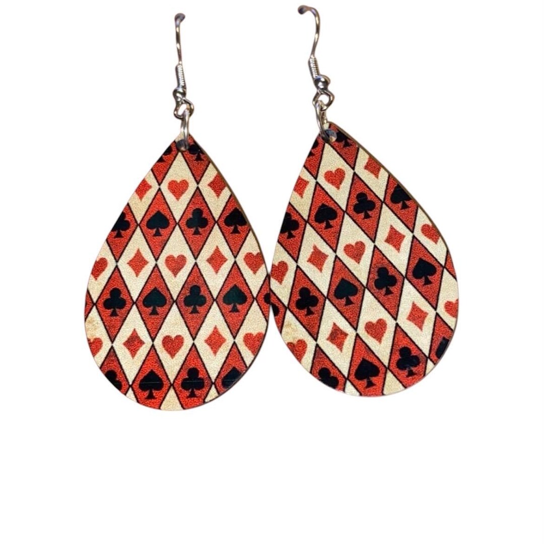 Playing Card Inspired Teardrop Earrings - Etsy