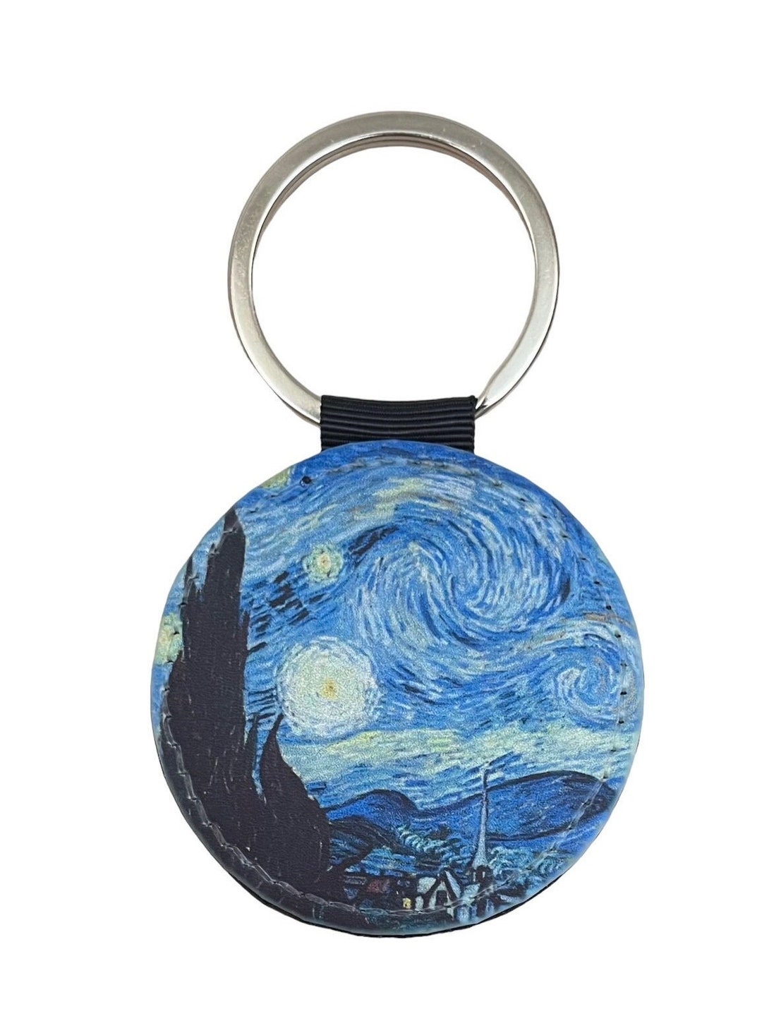 Van Goghs Starry Night Vegan Leather Keychain - Etsy