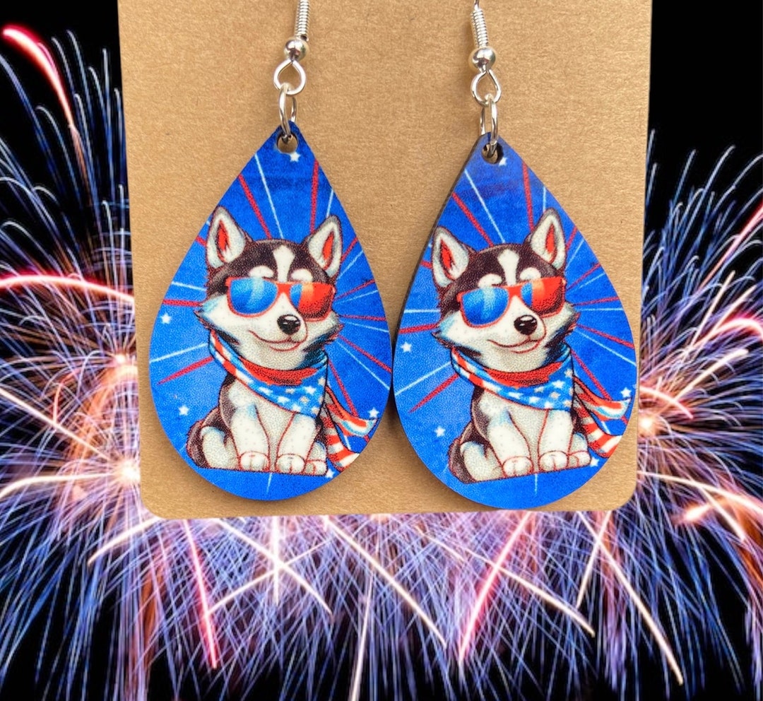 4th of July Husky Earrings - Etsy