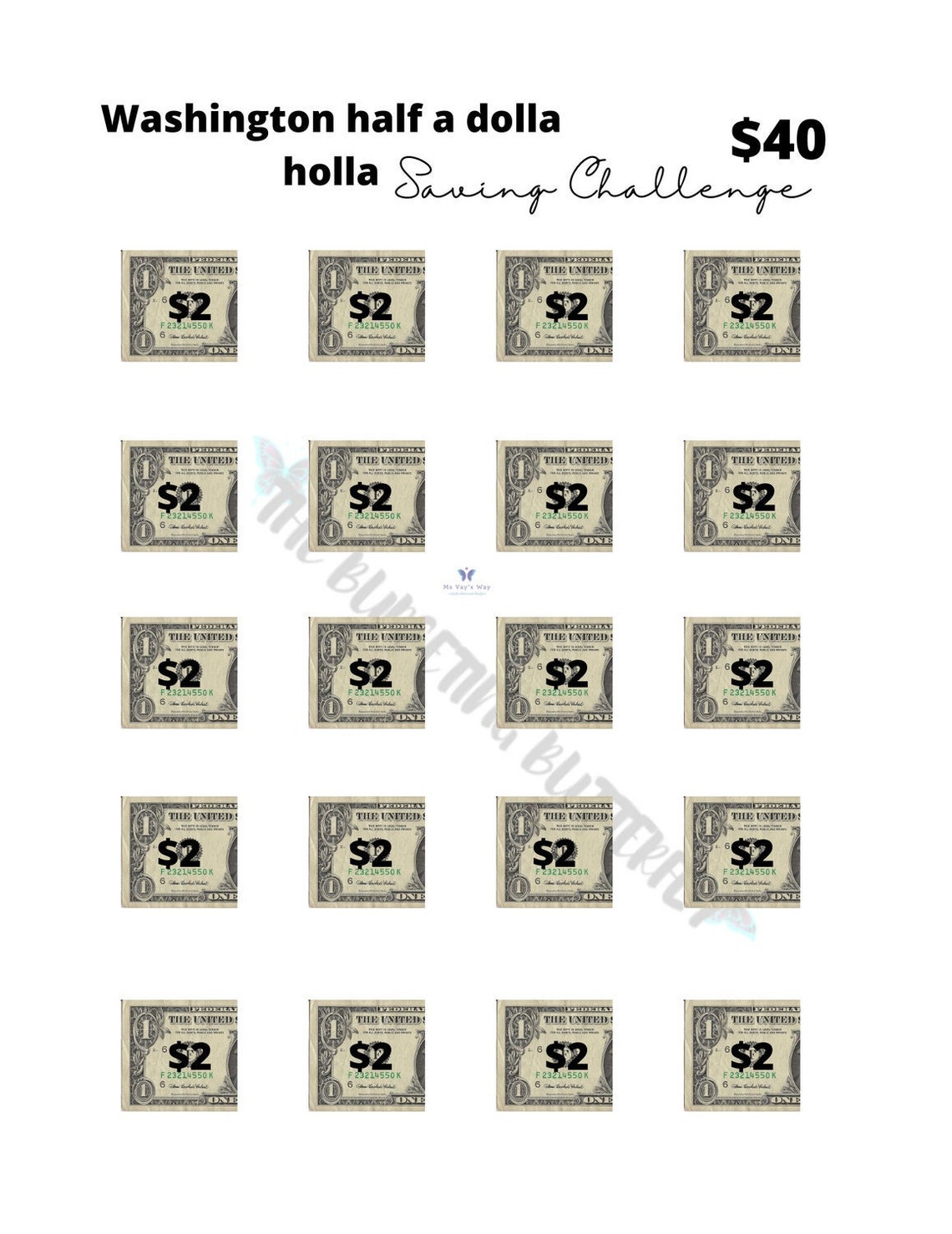 George Washington Money Saving Challenge Tracker Digital - Etsy