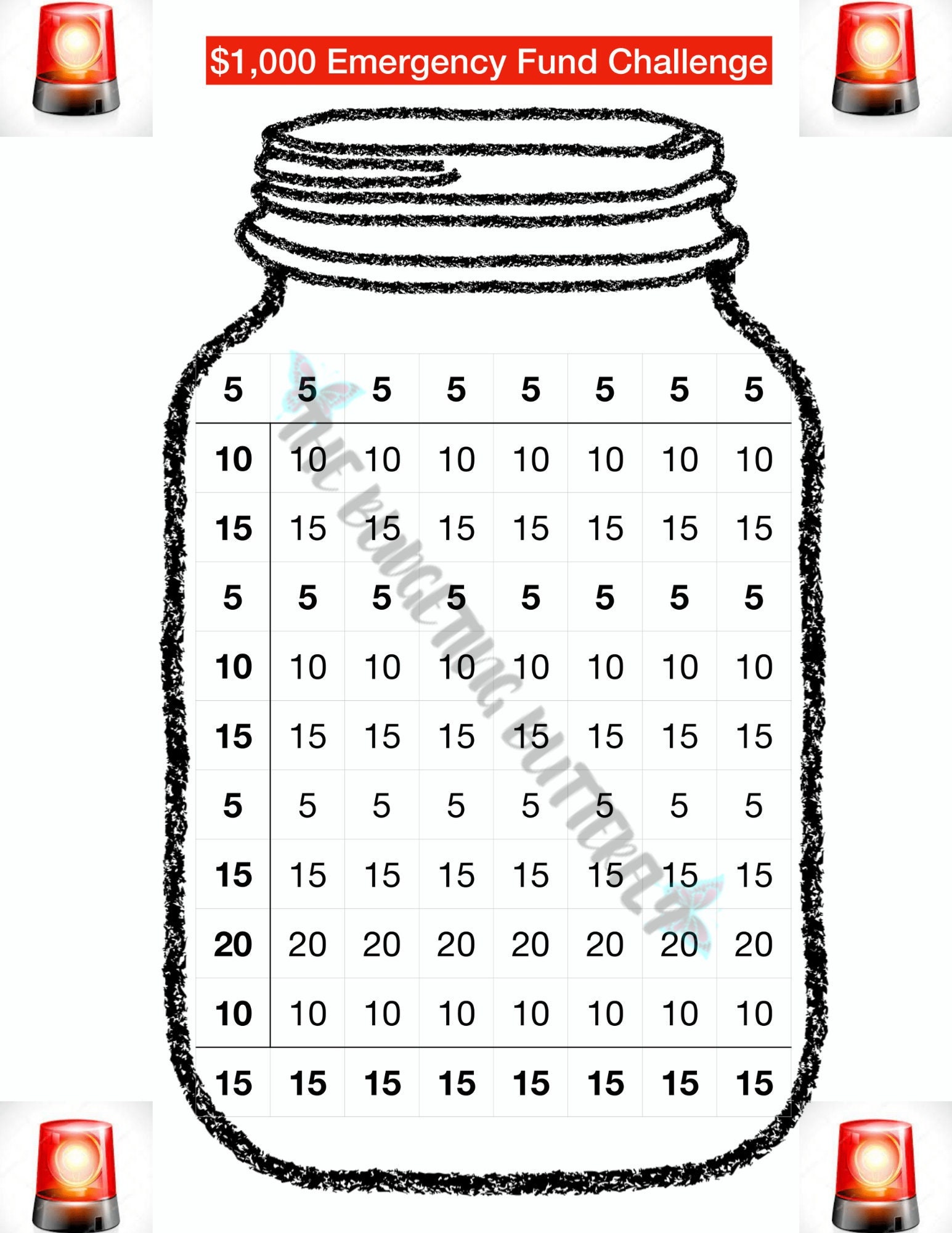 Money Jar Challenge Sheet