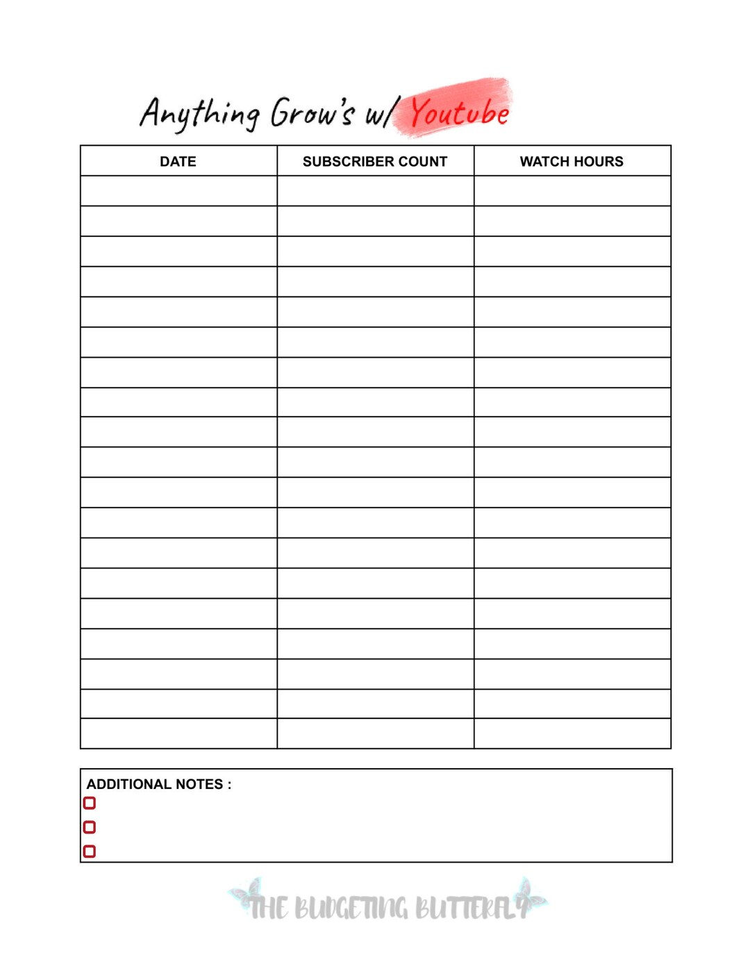 Youtube Monetization Tracker Digital Download, Printable, Youtube ...