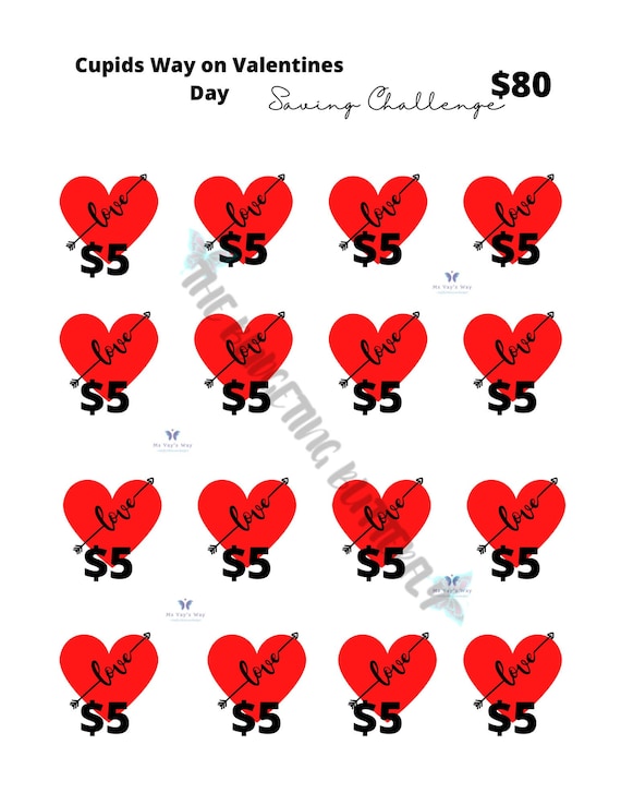 VALENTINES Daymoney Saving Challenge Tracker Digital Download - Etsy