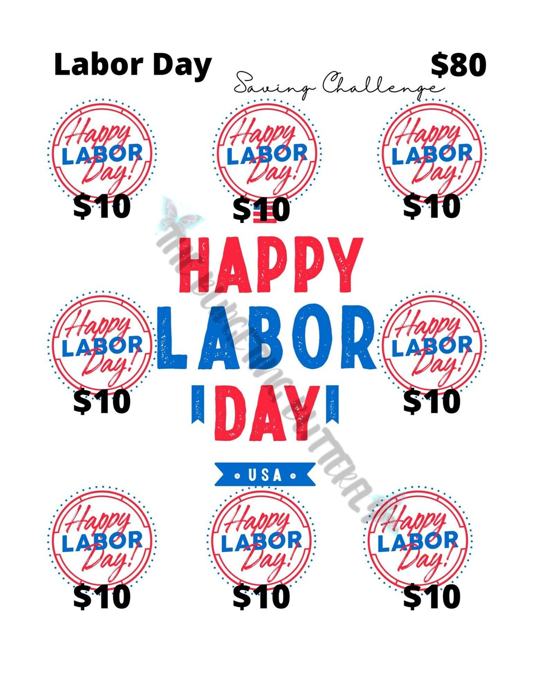 80 LABOR DAY Money Saving Challenge Tracker Digital Download, Printable ...