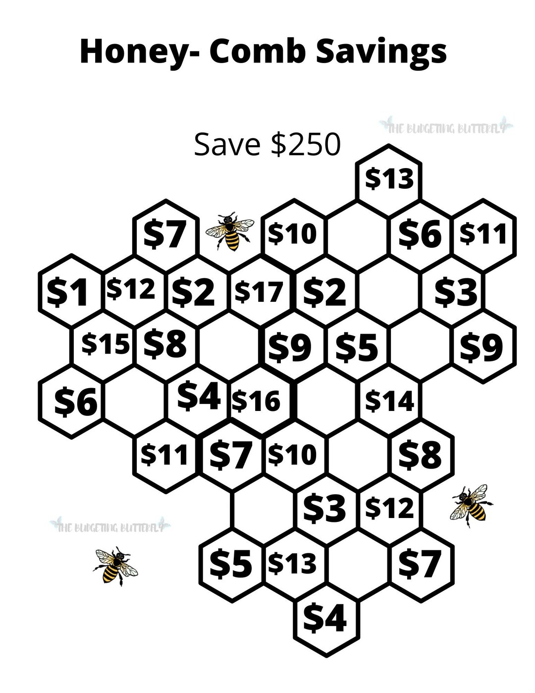 Honeycomb SAVINGS Tracker, Savings Challenge Printable Planner, Savings ...