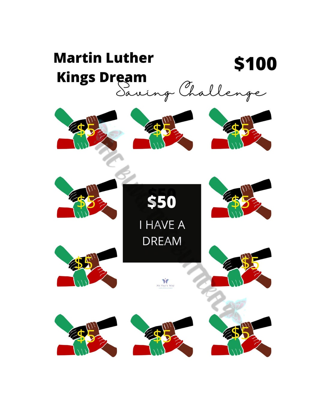 MARTIN LUTHER KING Mlk Money Saving Challenge Tracker Digital Download ...