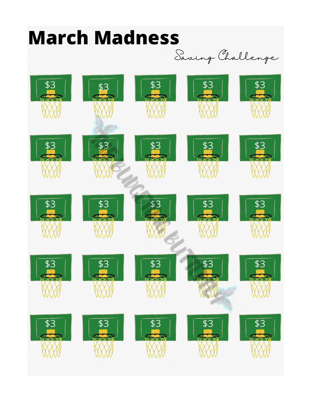 MARCH MADNESS Money Saving Challenge Tracker Digital Download ...