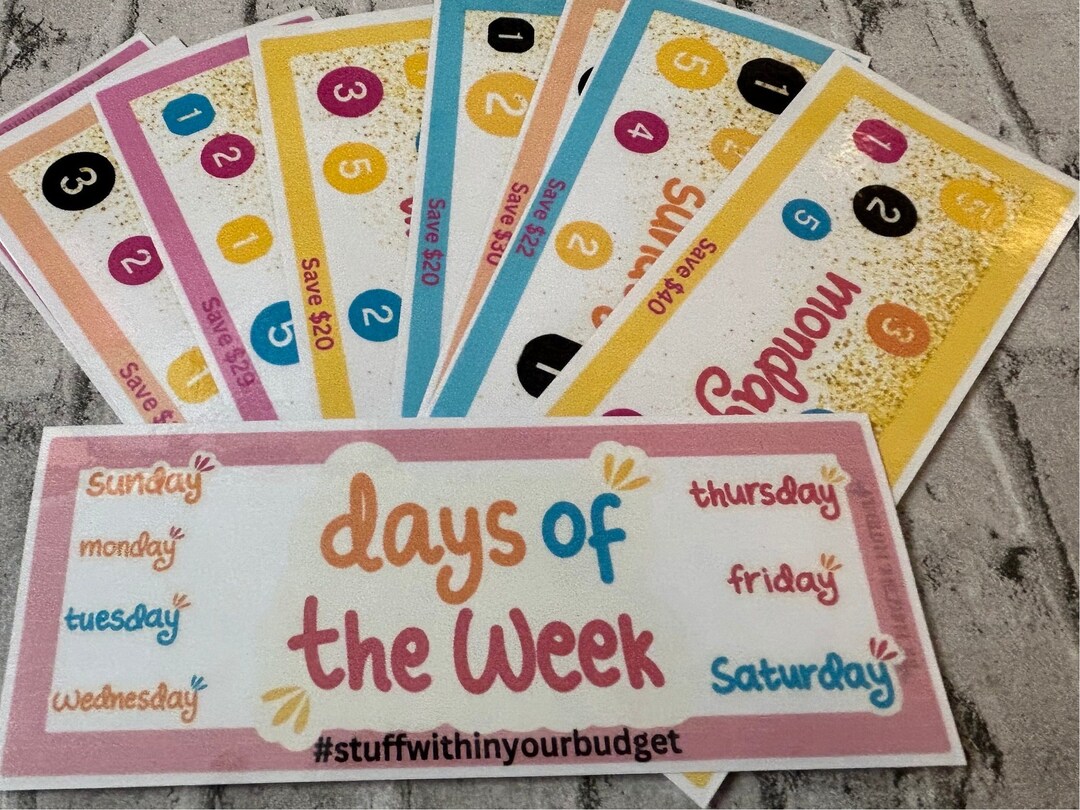 Days of the Week Saving Challenge SET of 7 - Etsy