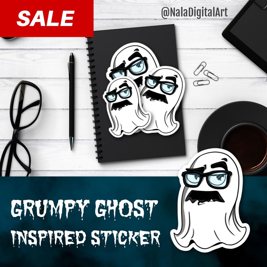 Grumpy Ghost Vinyl Sticker, Kawaii Halloween Decal - Etsy