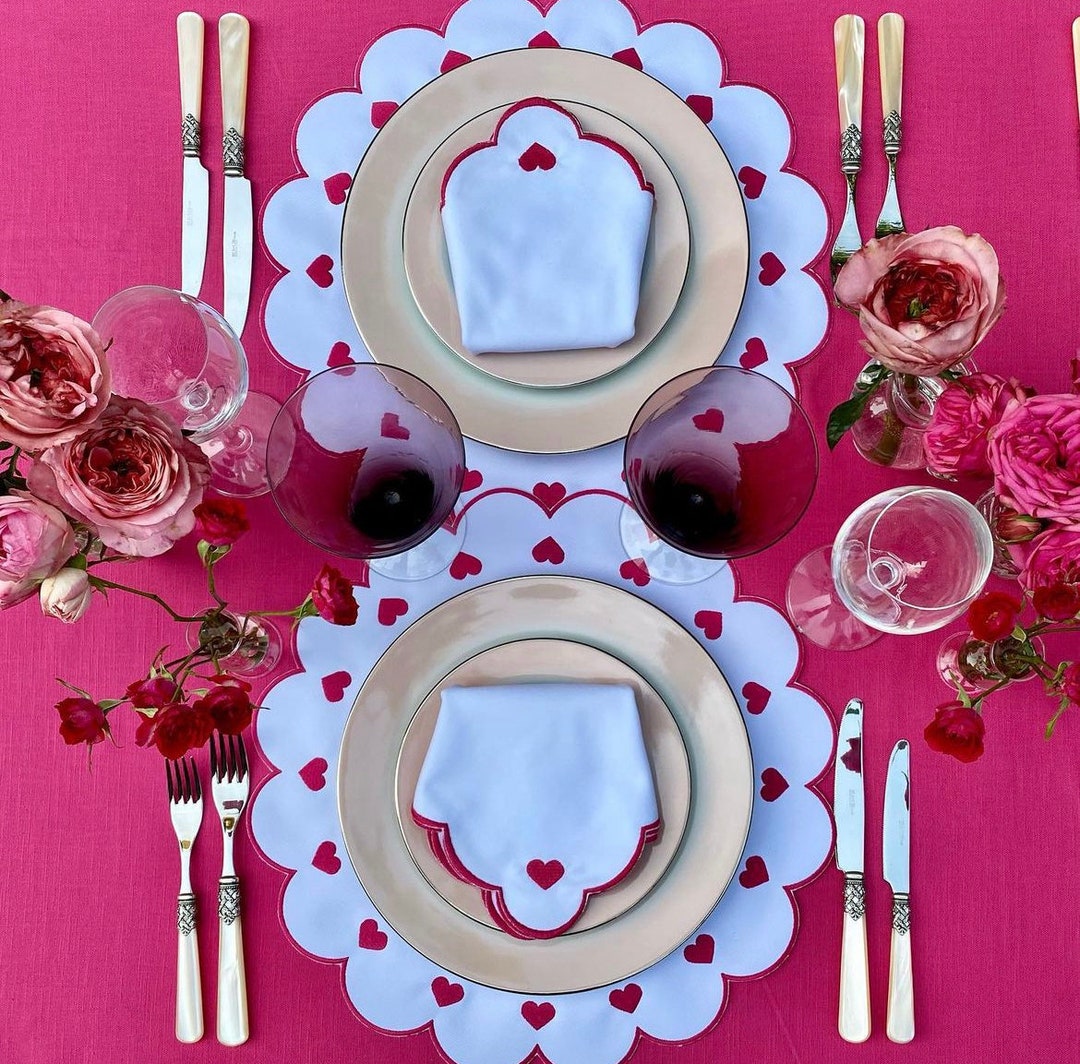 Heart Placemats,valentine Home Decor, Valentine's Day Table Decoration ...