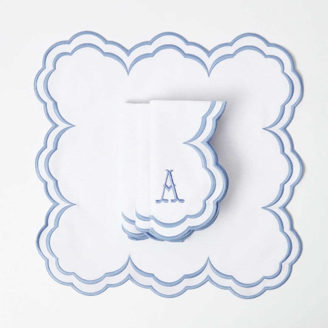 Personalized 12 Monogrammed Linen Hemstitched Dinner Napkins 38x38 Cm ...