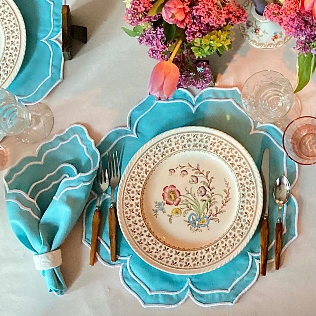Turquoise Round Table Mats, Table Decoration, Dinning Table Mats ...