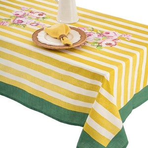 Yellow Striped 150x250 Cm Rectangle Table Cloth - Etsy