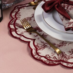 Red Toile Placemat and Napkin Set | Romantic French Country Table Decor ...