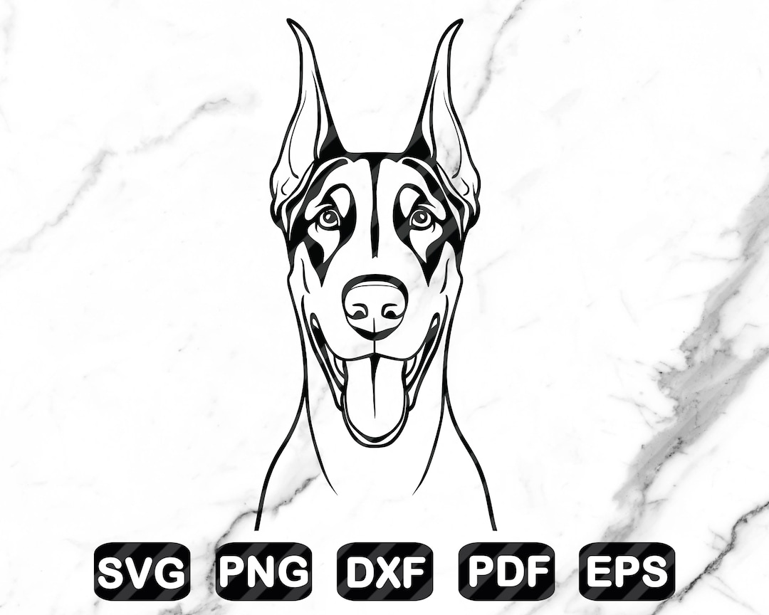 Doberman Outline SVG: Hand Drawn Pet Art (digital Download) - Etsy