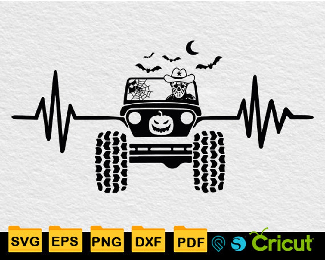Heartbeat Horror Halloween Offroad SVG, Halloween 4x4 Svg for Cricut ...