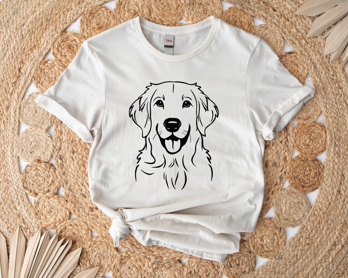 Golden Retriever Line Art SVG: Hand Drawn Pet Portrait (digital ...
