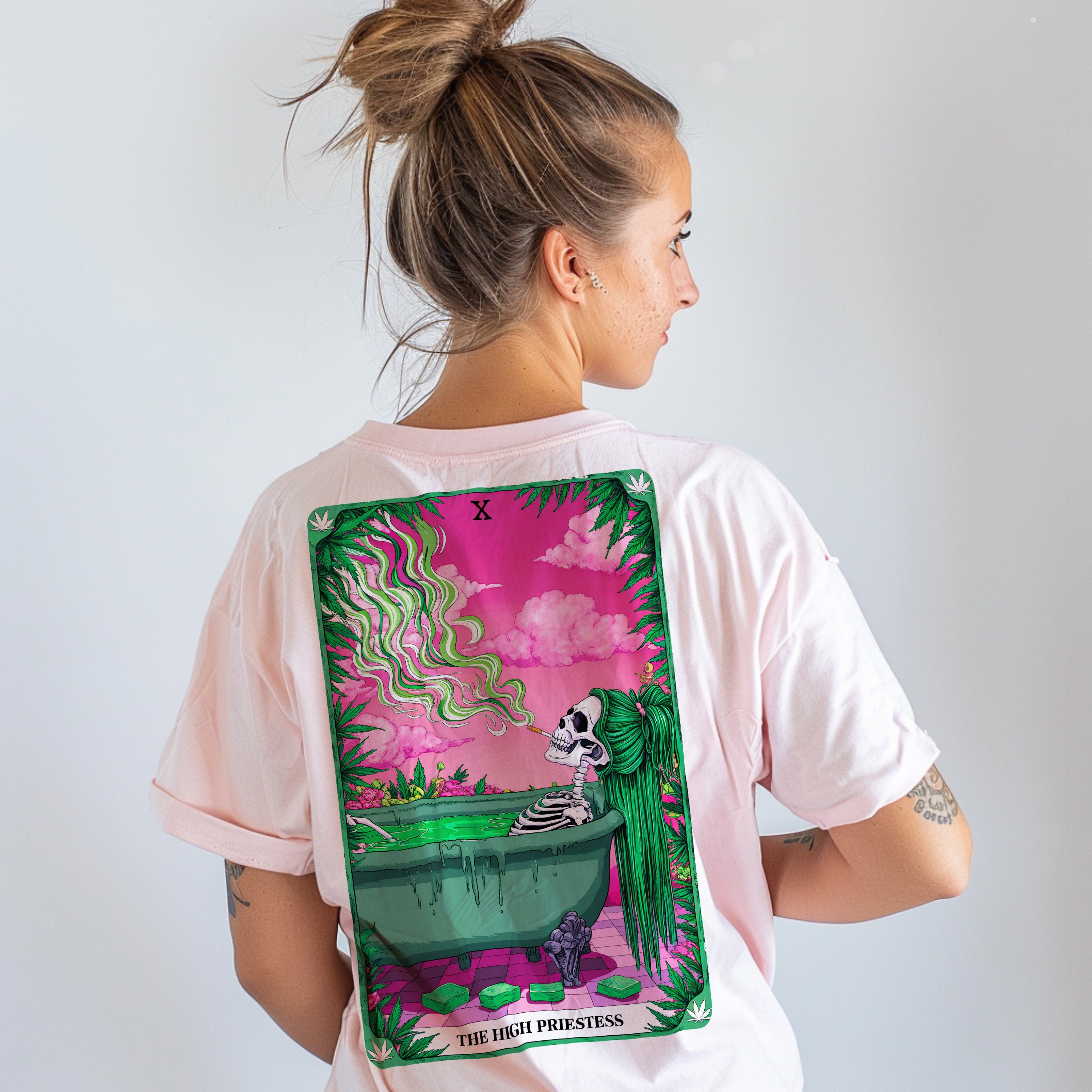 The High Priestess Tarot Card PNG Funny Cannabis Messy Bun Skeleton ...