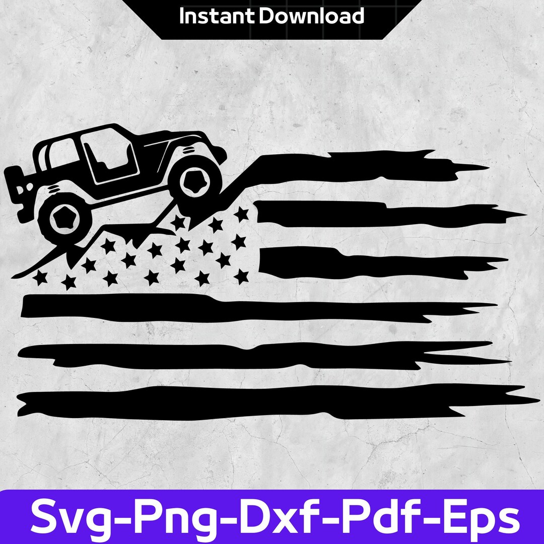 Offroad 4x4 American Flag Distressed SVG, Car Decal (digital Download ...