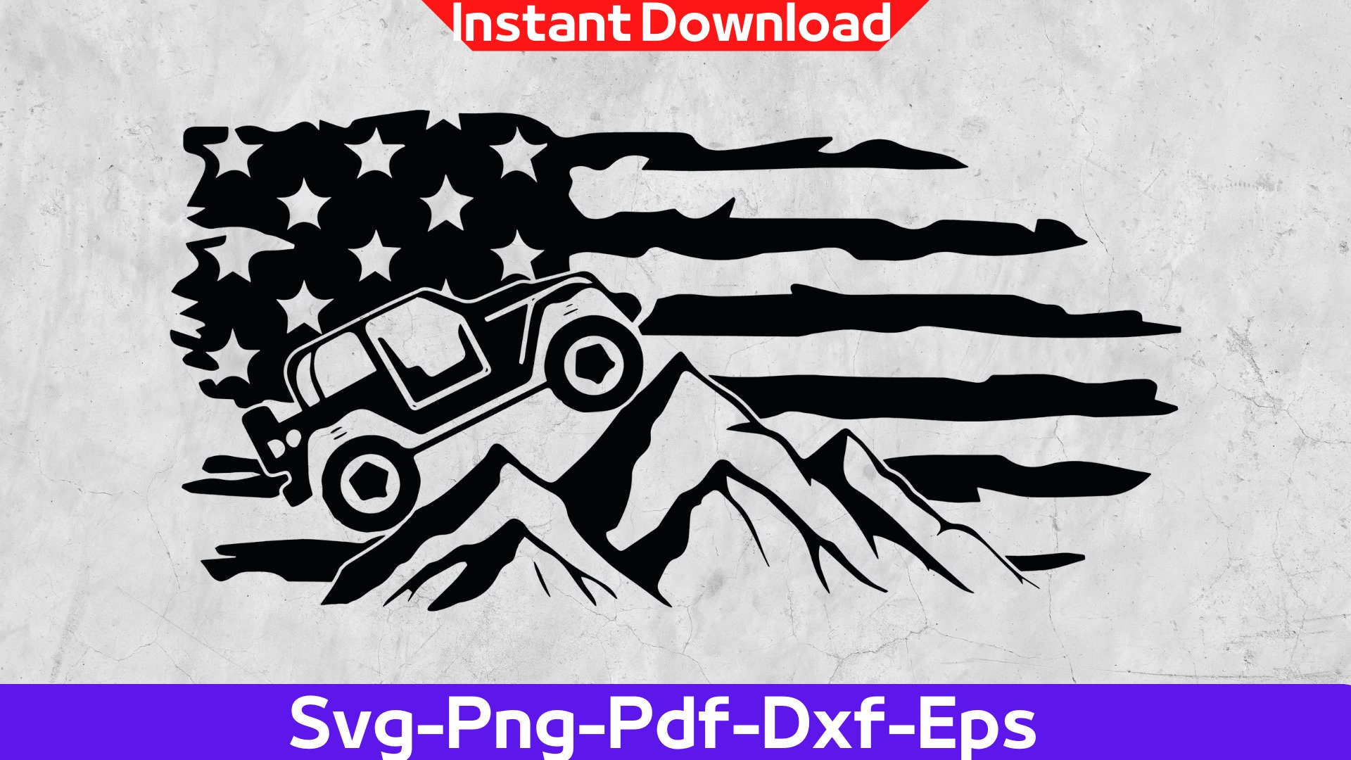 Offroad American Flag Mountain Svg, USA Flag Terrain Svg, Car Decal Svg ...
