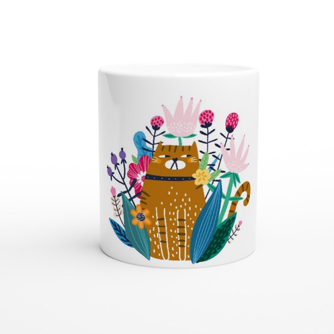 Fat Cat Mug for Garden Fans - Etsy