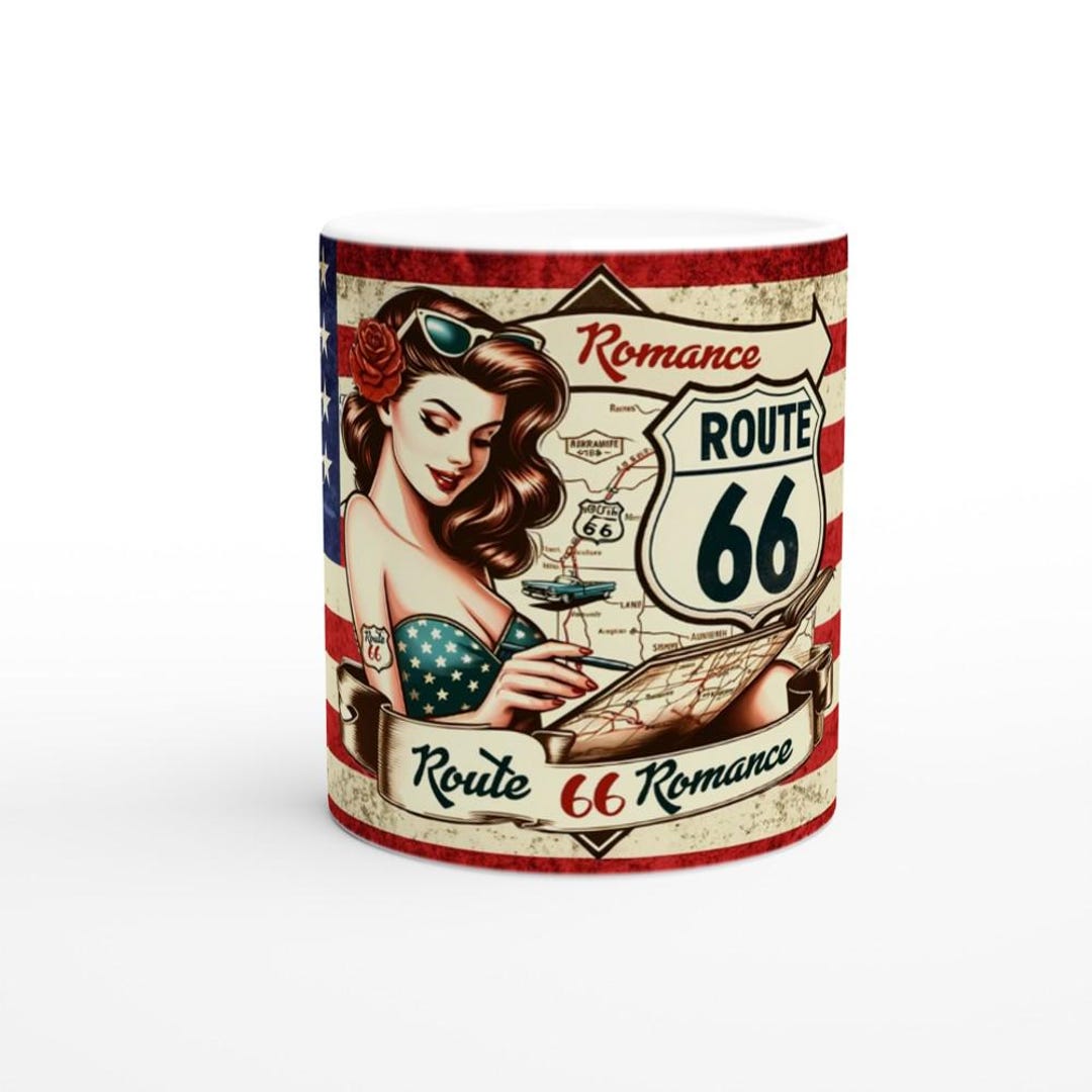 Retro Route 66 Mug, Ergonomic Handle and High-quality Sublimation Print ...
