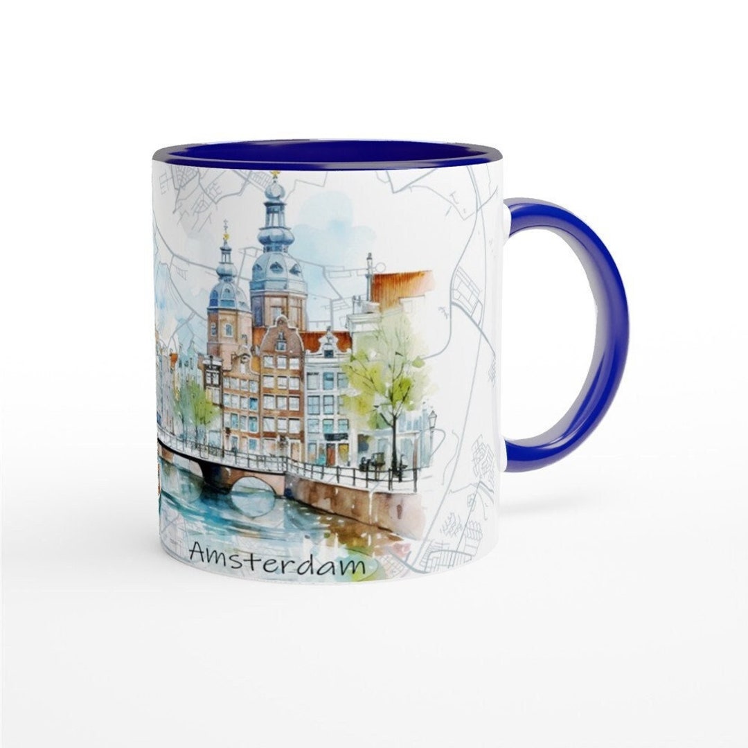 Ceramic Mug 325ml With Amsterdam Canal Motif – Watercolor Cityscape ...