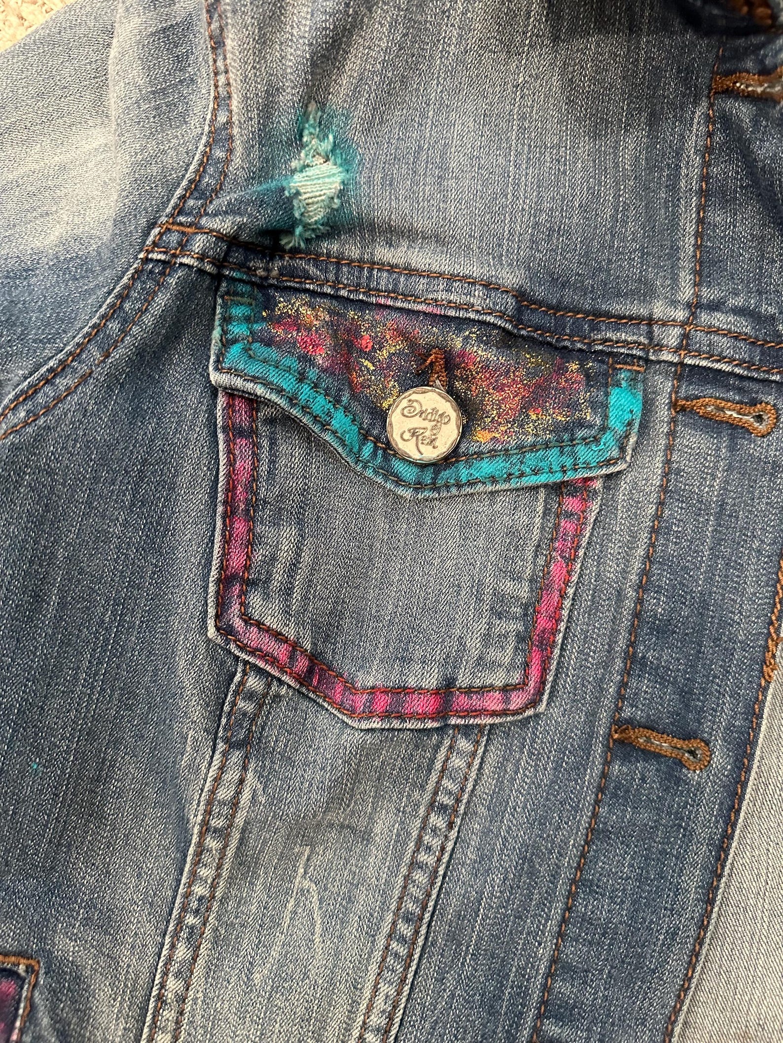 Womens Denim Jacket Handpainted Southwestern Design Rodeo Year-round ...