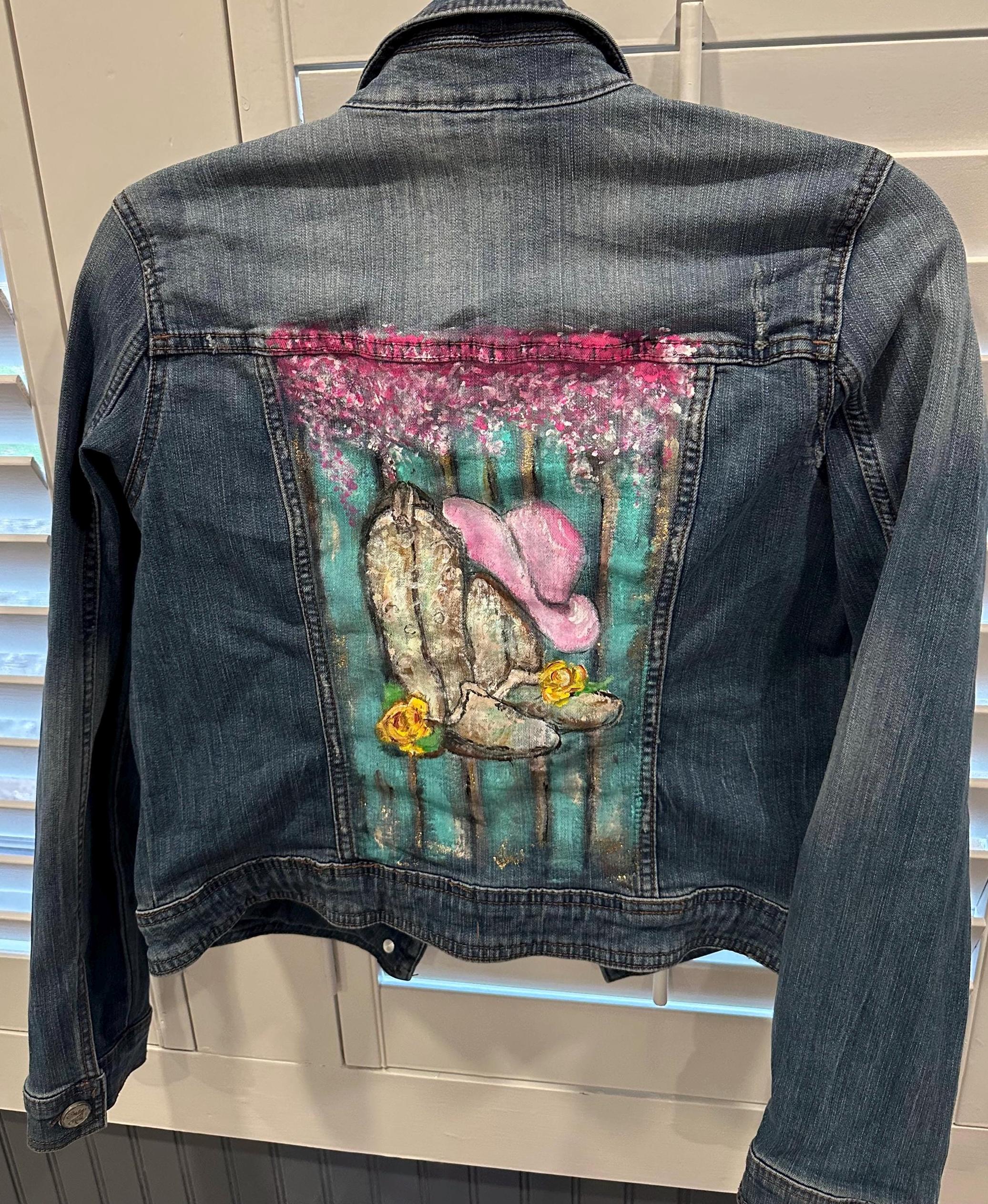 Womens Denim Jacket Handpainted Southwestern Design Rodeo Year-round ...